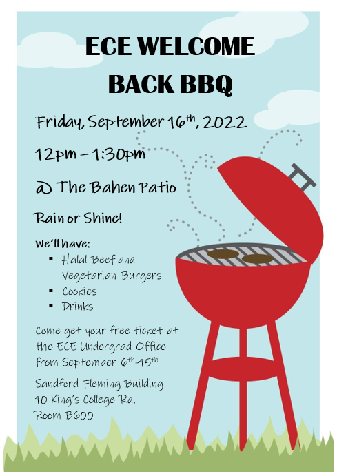 2nd Year Undergraduate Welcome Back BBQ - Electrical & Computer Engineering